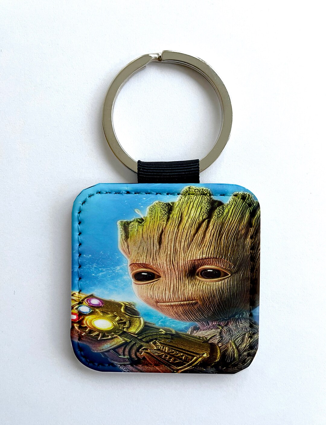 Groot the Infinity Stones Gauntlet Collage Synthetic Leather Key Ring ...