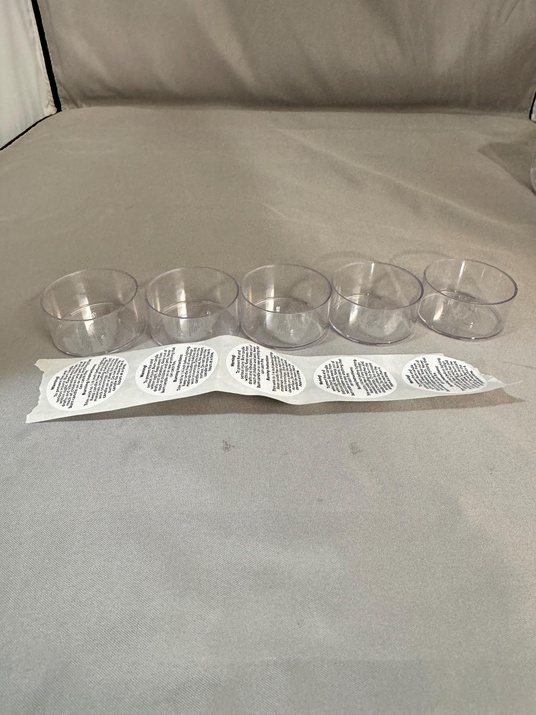 5 Empty Clear Tea Light Cups With a Strip of 5 Warning Labels You Can ...