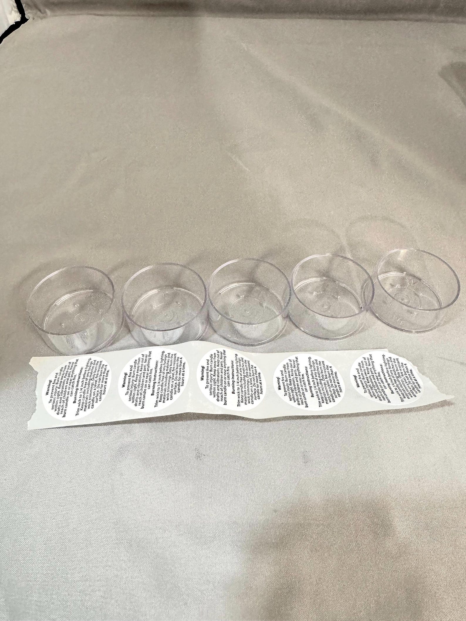 5 Empty Clear Tea Light Cups With a Strip of 5 Warning Labels You Can ...
