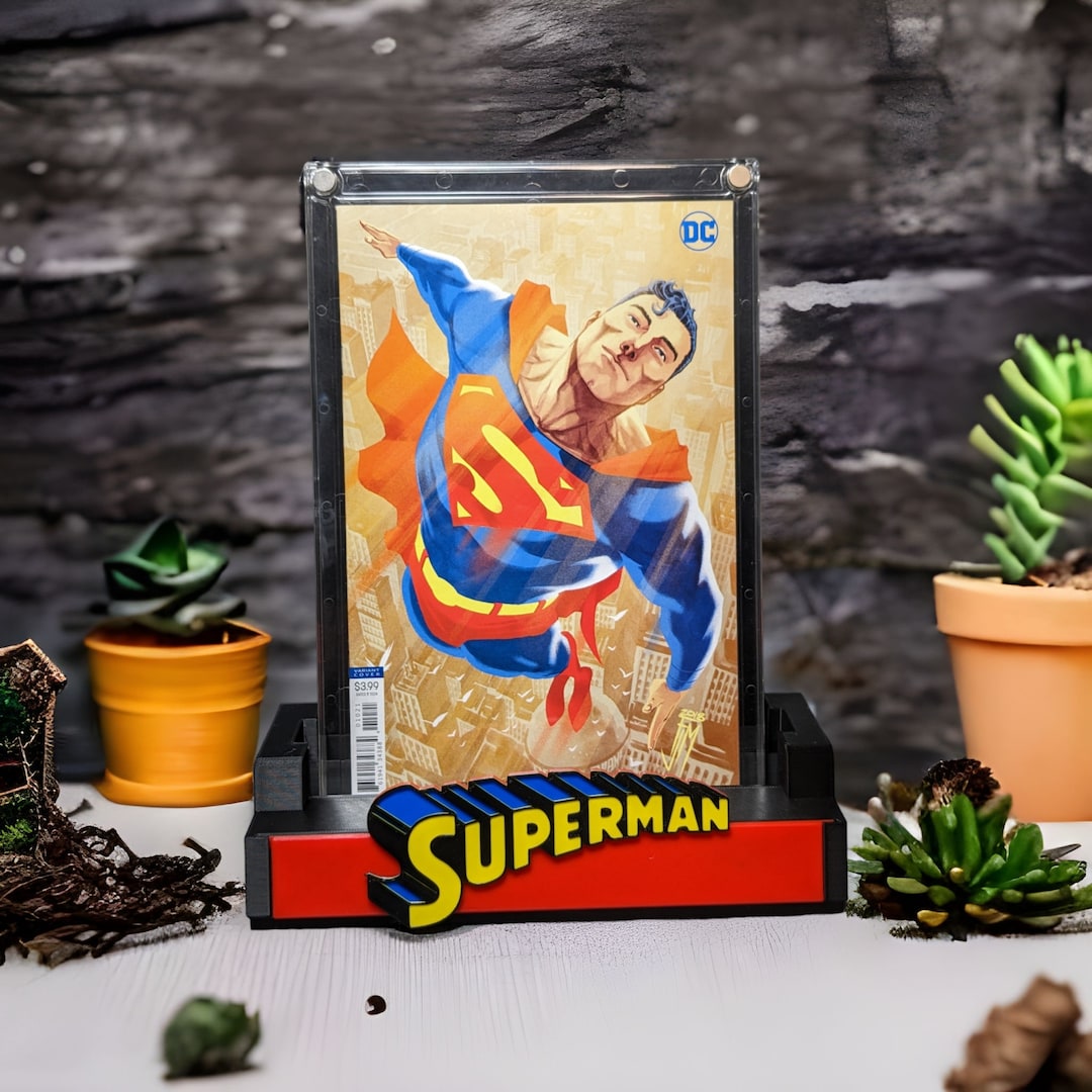Superman Comic Book Stand Wall Mountable LED Friendly Fits CGC CBCS and ...