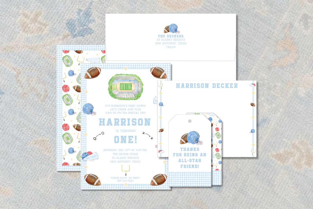 First Year Down Invitation / Printable First Down Birthday Invite ...