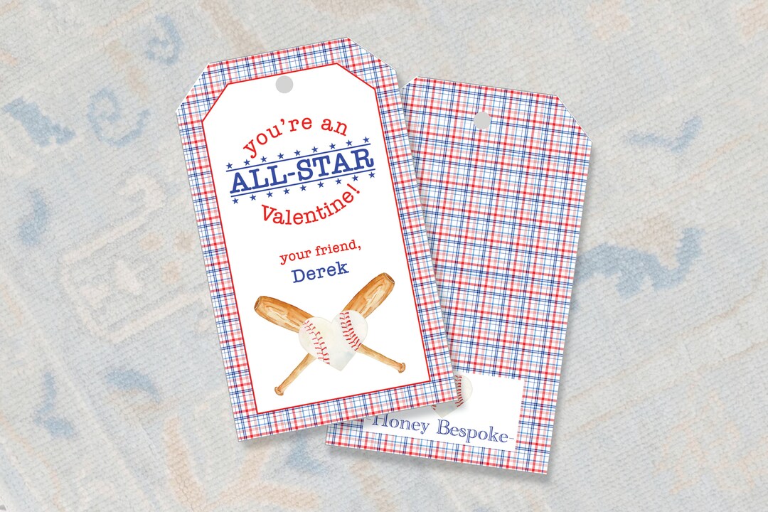 Baseball Valentines Tags | Preppy All Star Gift Tags | Tween Boy ...