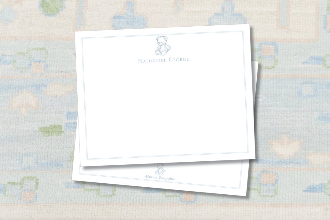 Blue Teddy Bear Stationery / Preppy Notes From the Nursery / Teddy Bear ...