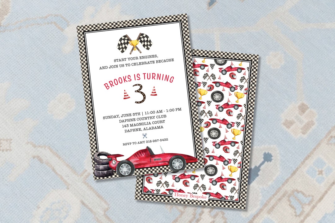 Two Fast Race Car Birthday Invitation / Fast One Birthday Party ...