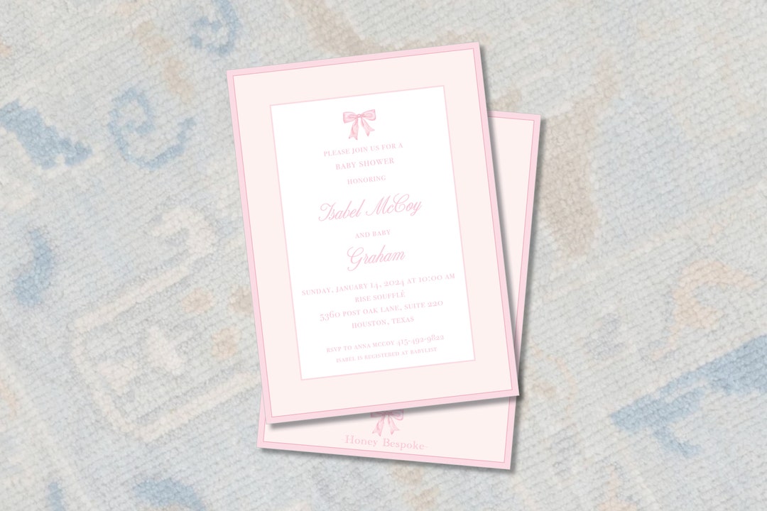 Classic Watercolor Bow Baby Shower Invitation / Preppy Baby Shower ...