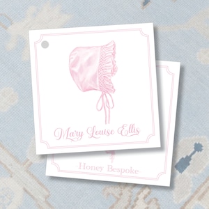 Personalize Watercolor Bonnet Gift Tag | Pink Baby Shower Enclosure ...