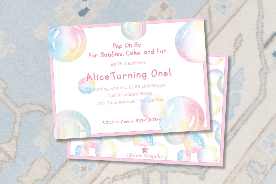 Bubble Party Birthday Invitation / Pop on by / Pop on Over / Bubble ...