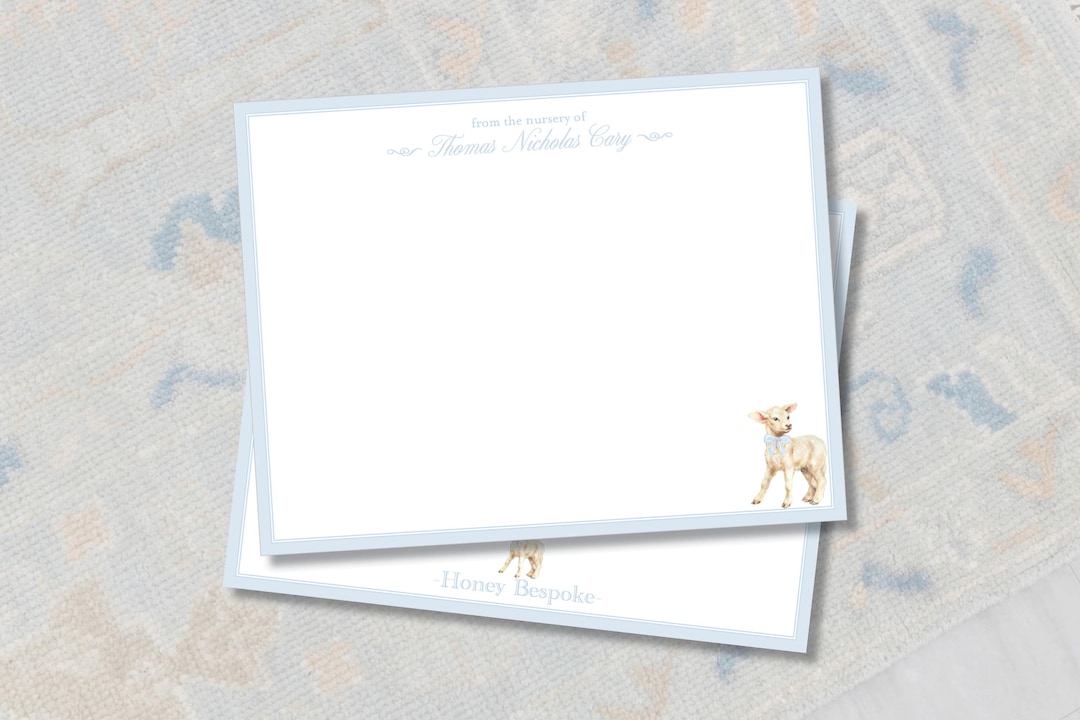 Preppy Baby Lamb Stationery / Watercolor Lamb Thank You Cards / Baby ...