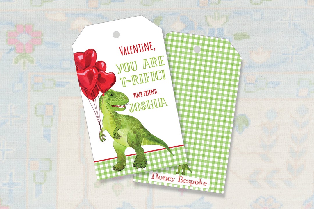 Dino-mite Valentines Gift Tag / Dinosaur Valentines Tags / T-rific ...