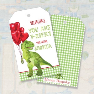 Dino-mite Valentines Gift Tag / Dinosaur Valentines Tags / T-rific ...