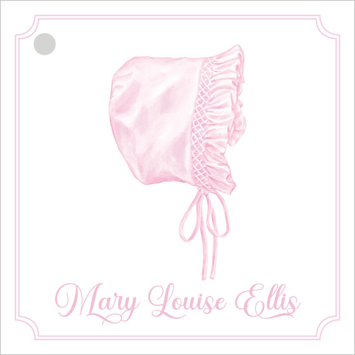 Personalize Watercolor Bonnet Gift Tag | Pink Baby Shower Enclosure ...