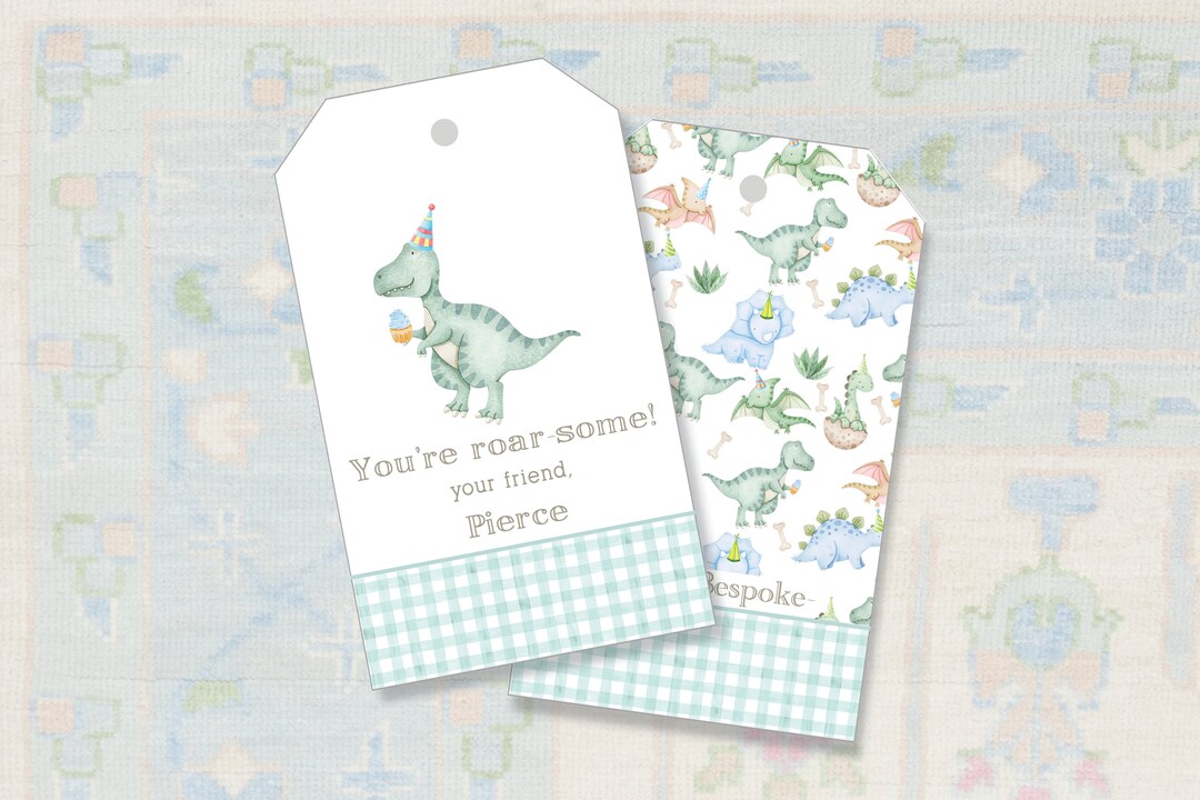 Dinosaur Themed Gift Tag / Dinosaur 1st Birthday Party Gift Tag / Roar ...