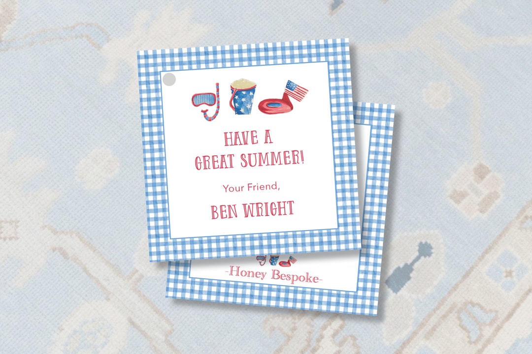 Summer Fun Gift Tag / Red, White, and Blue Gift Tag / Pool Party ...