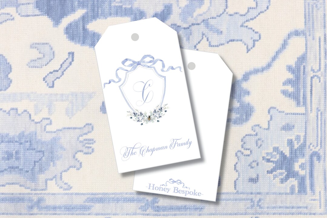 Watercolor Crest Gift Tag / Elegant Gift Tag / Printable Gift Tags ...