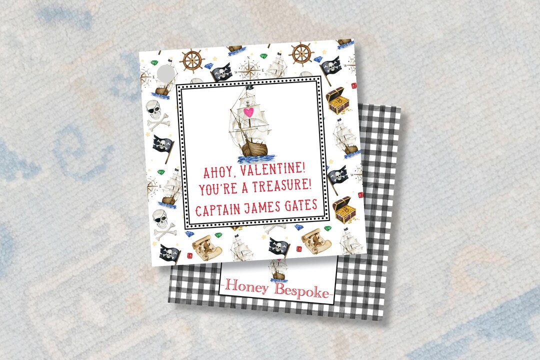 Watercolor Pirate Valentine Gift Tags / Ahoy Themed Valentines Day ...