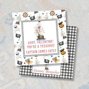 Watercolor Pirate Valentine Gift Tags / Ahoy Themed Valentines Day ...