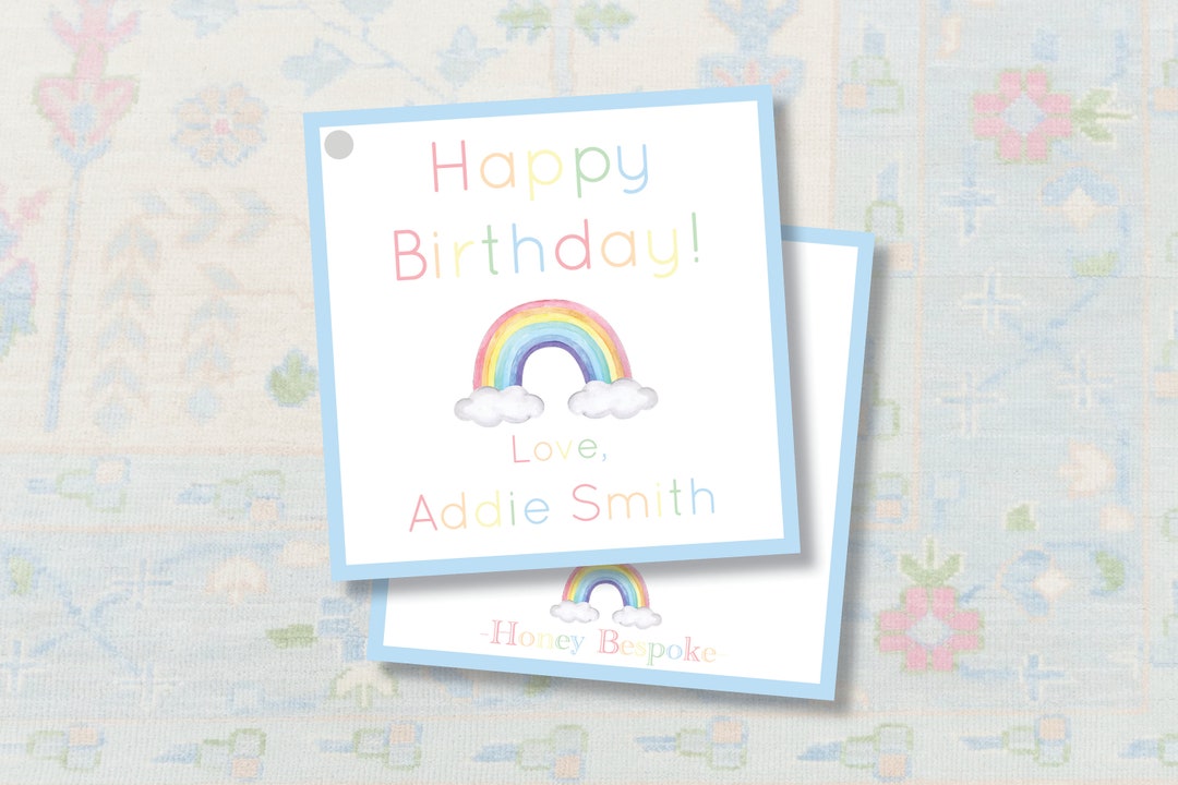 Watercolor Birthday Rainbow Gift Tag / Rainbow Gift Tag / End of the ...