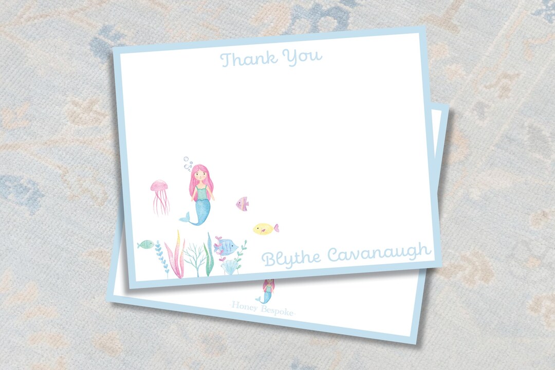 Mermaid Stationery | Under the Sea Thank You Cards | Personalized ...