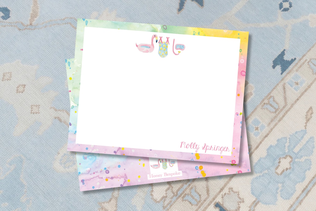 Watercolor Summer Fun Stationery / Camp Theme Party Thank You Cards ...