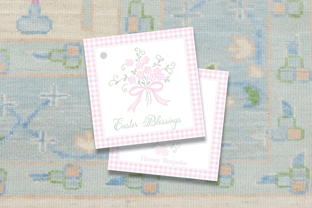 Watercolor Gift Tag / Gingham Easter Gift Tags / Childrens Gift Tag ...