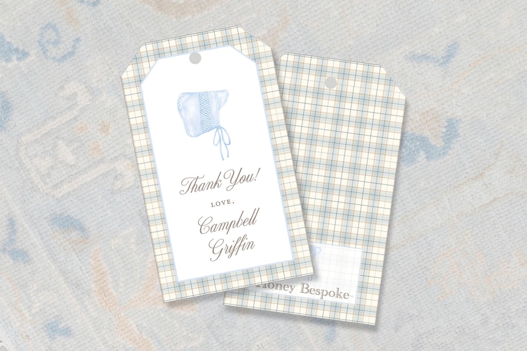 Baby Shower Favor Tags | Watercolor Blue Bonnet - Etsy