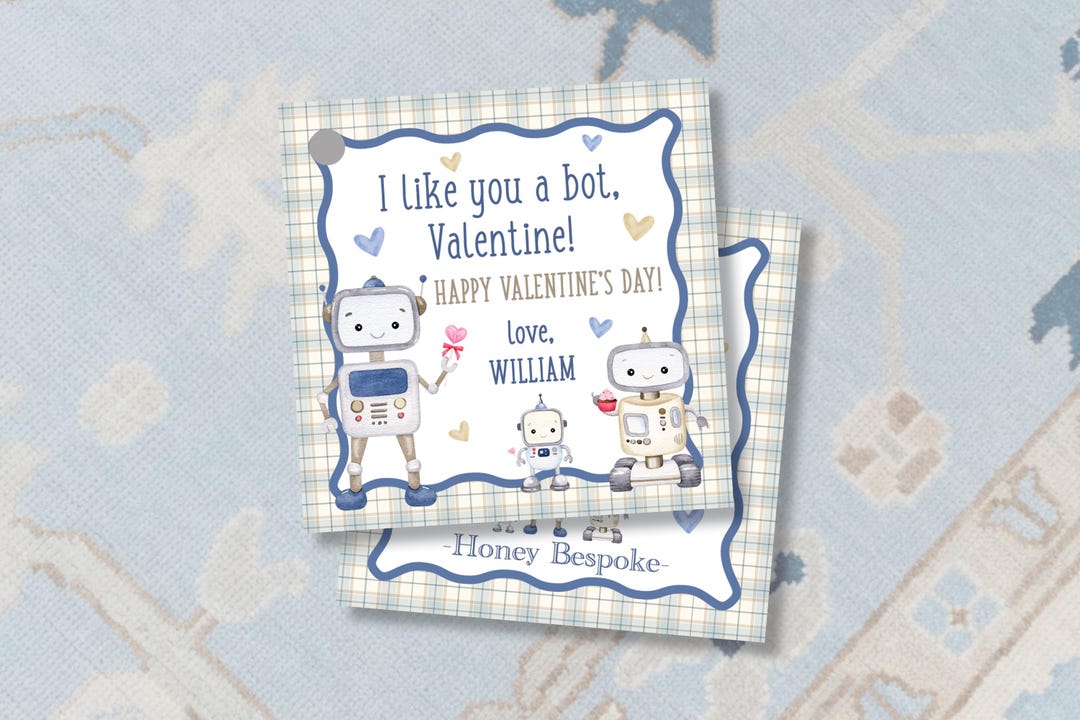Cute Robot Valentine Gift Tags / I Like You a Bot Valentines Design ...