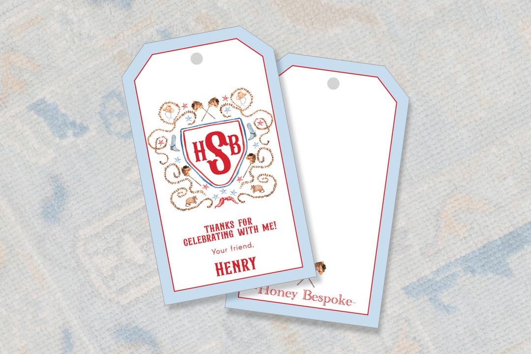 Personalized First Rodeo Gift Tags / Printable Cowboy Theme Favor Tags ...