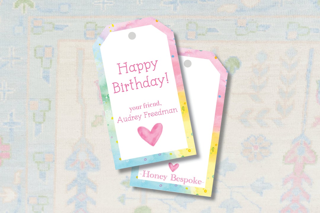 Watercolor Rainbow Birthday Gift Tag / Birthday Gift Tags for Kids ...