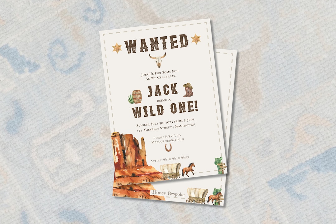 Wild One Invitation Watercolor / First Rodeo / Cowboy Party Invitation ...