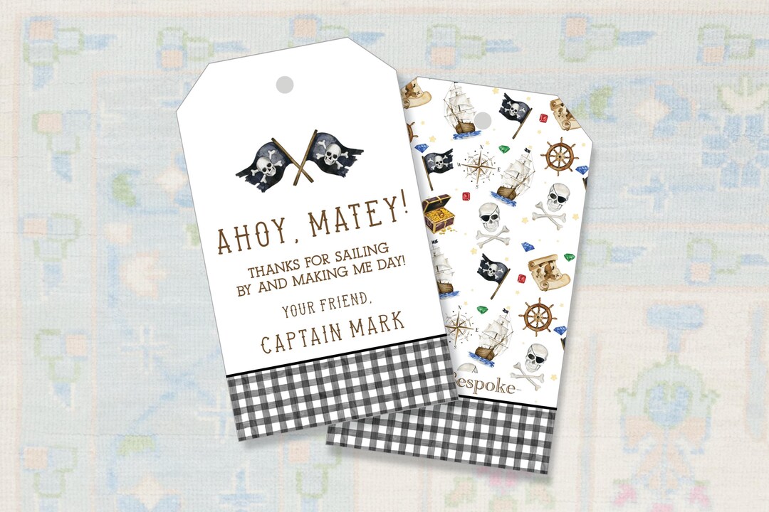 Preppy Pirate Themed Gift Tag / Pirate Party Tags / Pirate Printable ...