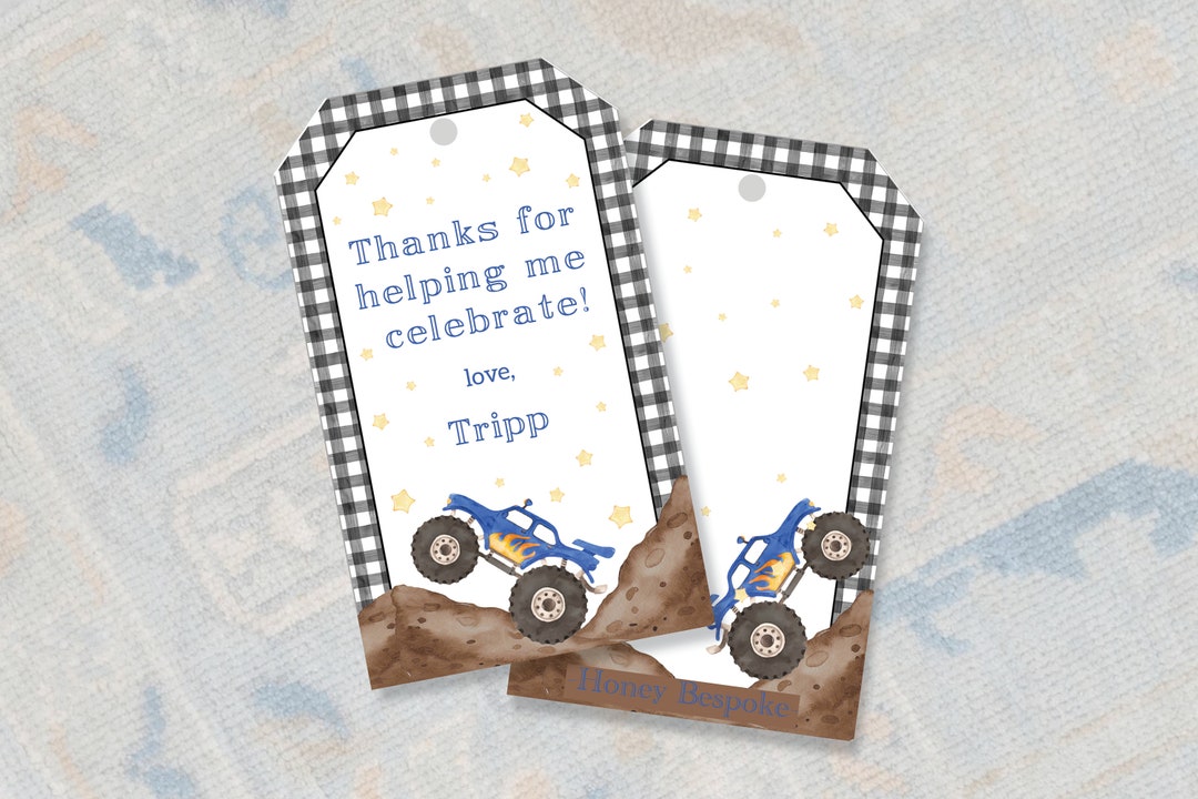 Monster Truck Birthday Tags / Monster Truck Birthday Invitation ...