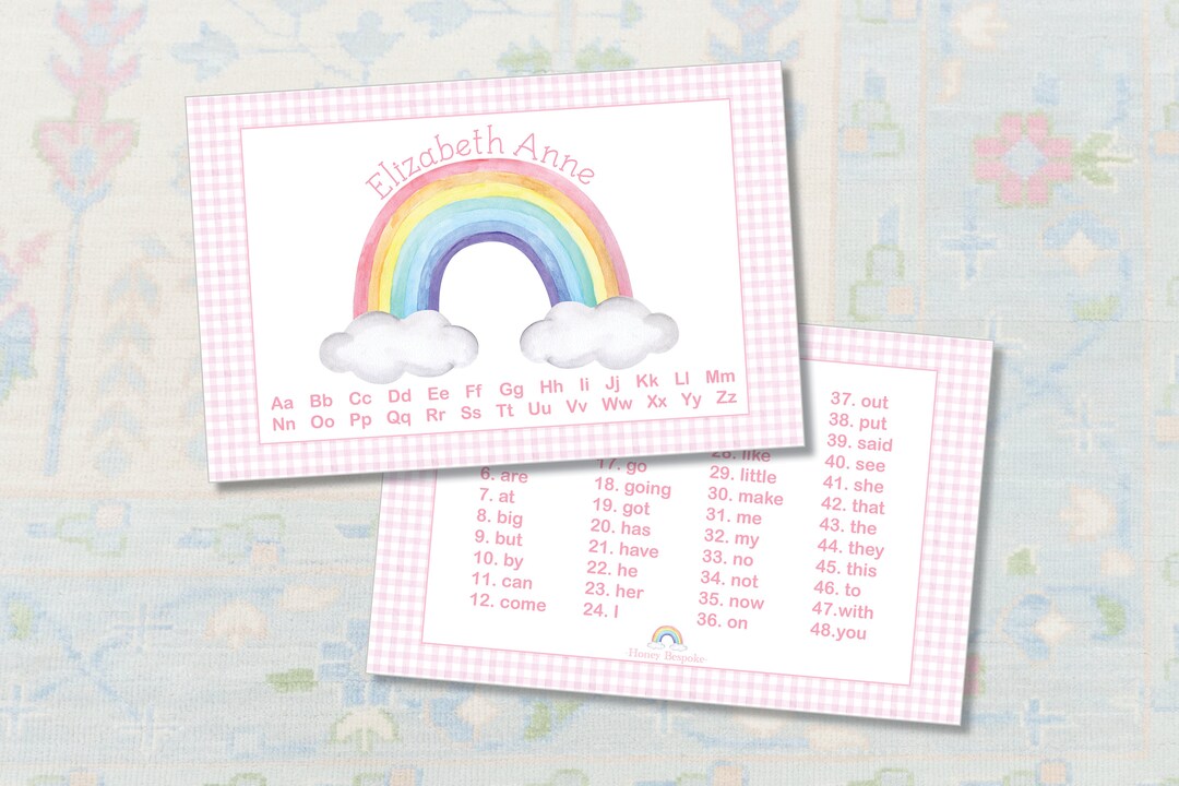 Personalized Laminated Rainbow Placemat for Kids / Laminated Summertime ...