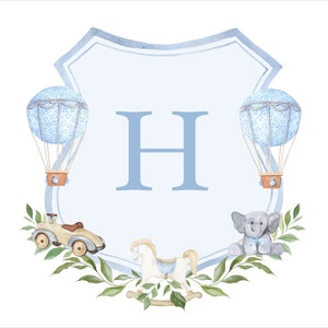 Watercolor Crest Monogram Baby Art Print / Nursery Art / Boy - Etsy