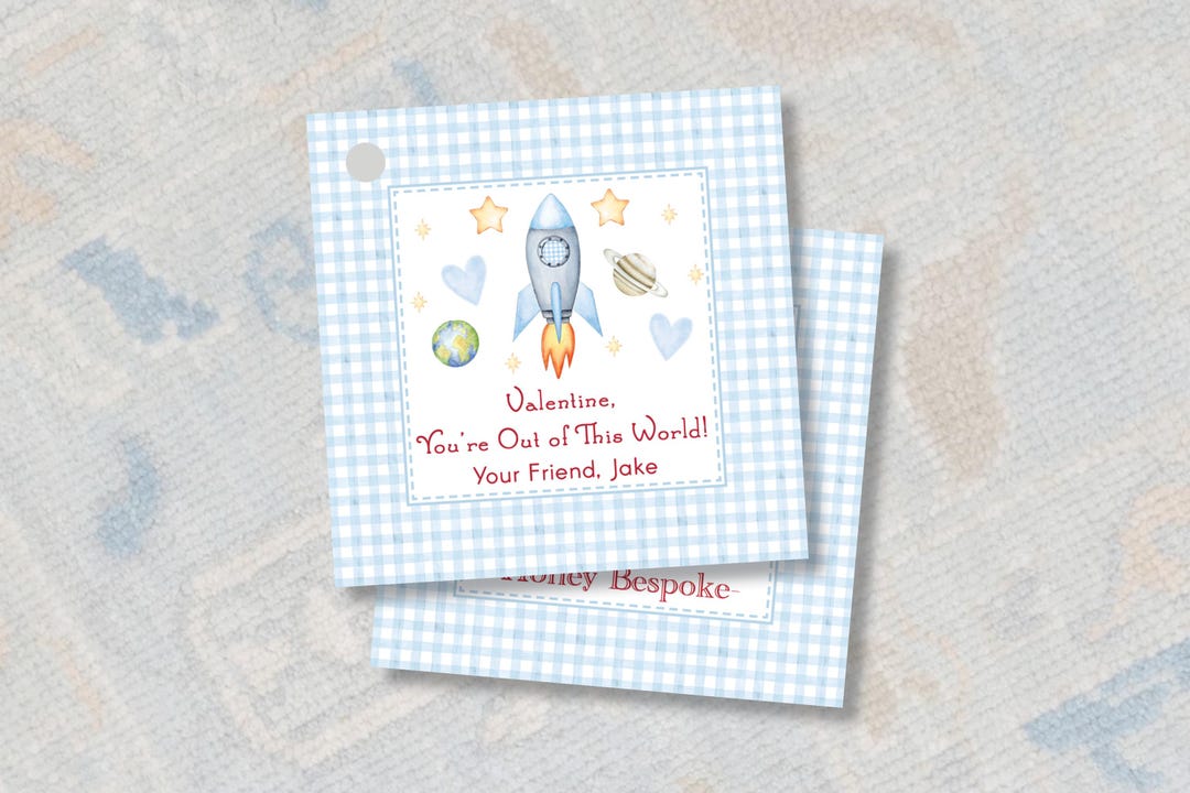 Out of This World Valentines Gift Tags / Printable Watercolor Spaceship ...