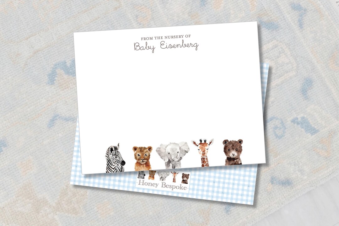 Personalized Zoo Baby Stationery / Preppy Animals Stationery / Woodland ...