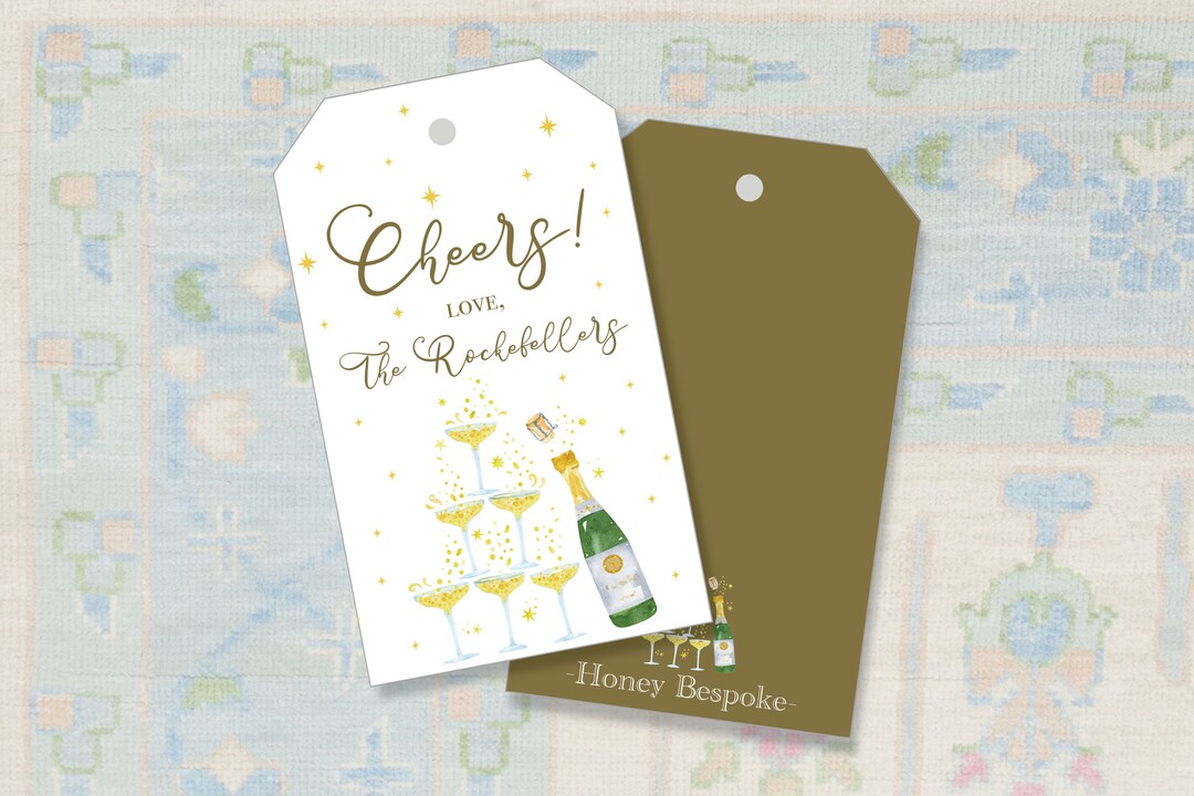 Watercolor Champagne Bottle Gift Tag / Bubble Gift Tags / Elegant Gift ...