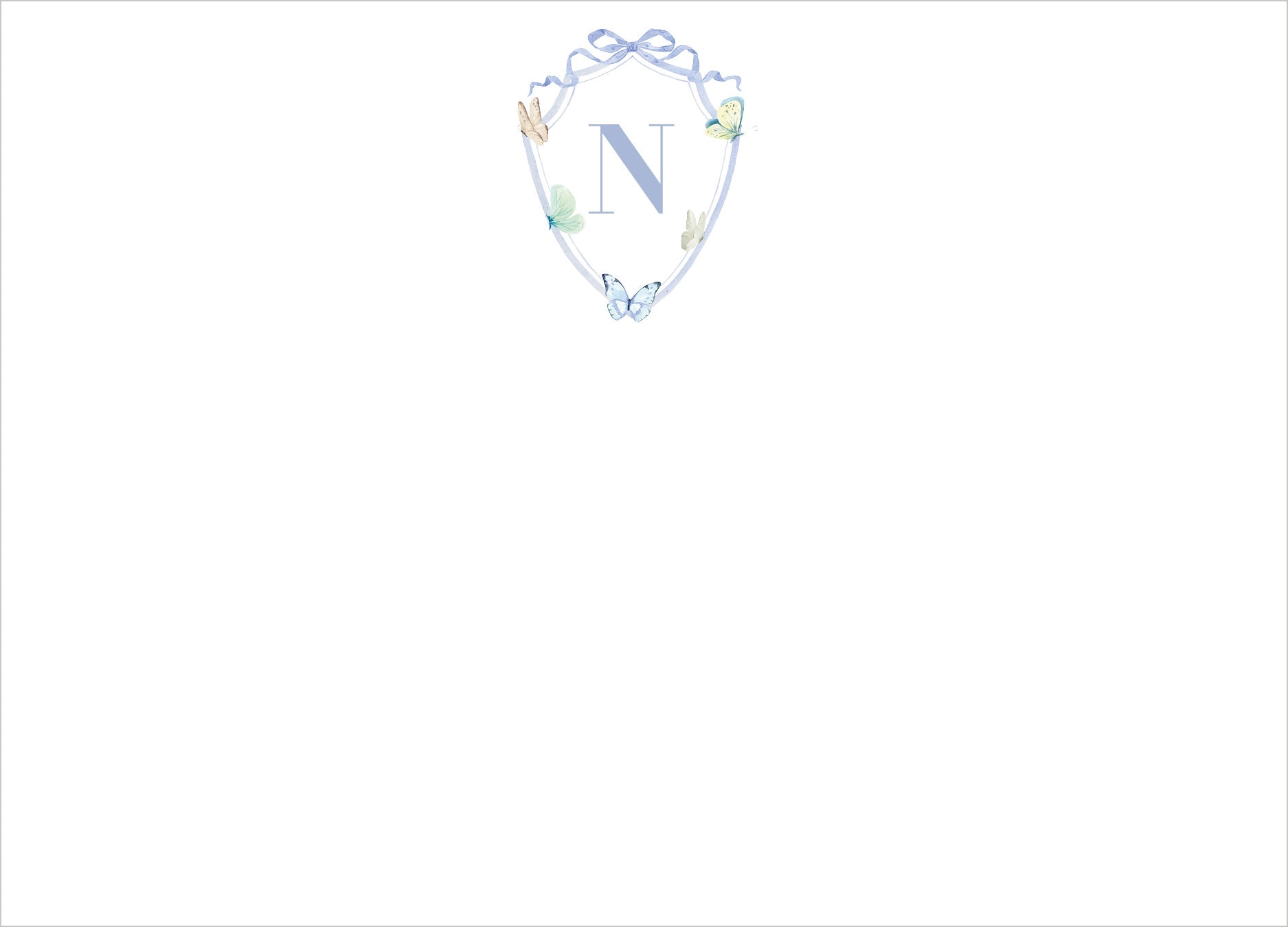 Personalized Watercolor Butterfly Crest Stationery / Elegant Womens ...