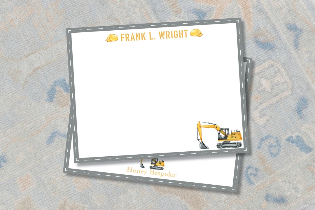 Personalized Bulldozer Stationery / Boys Stationery Set / Personalized ...