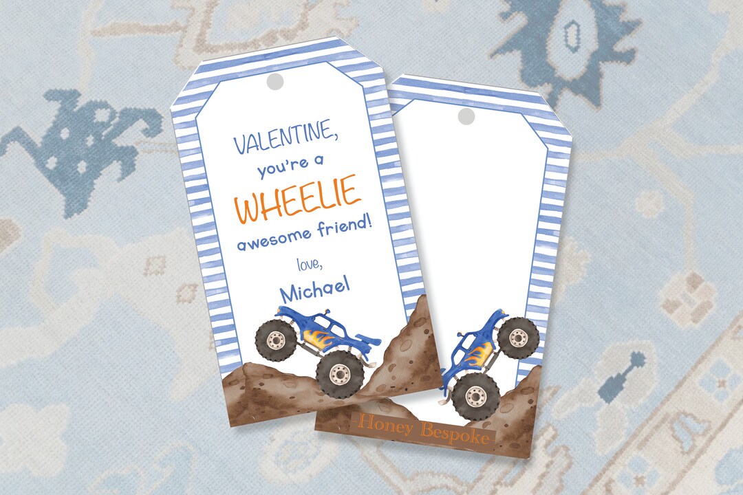 Wheelie Like You Valentines Gift Tag / Monster Truck Valentines Tags ...