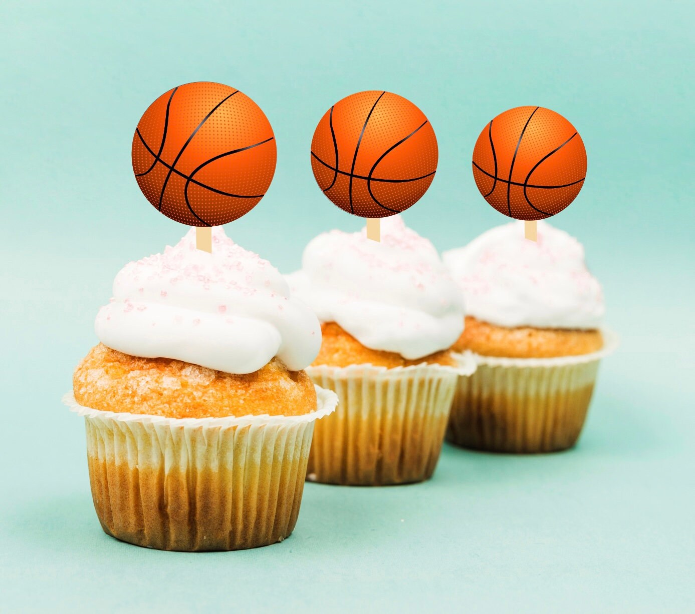 12 Basketball Cupcake Toppers - Etsy