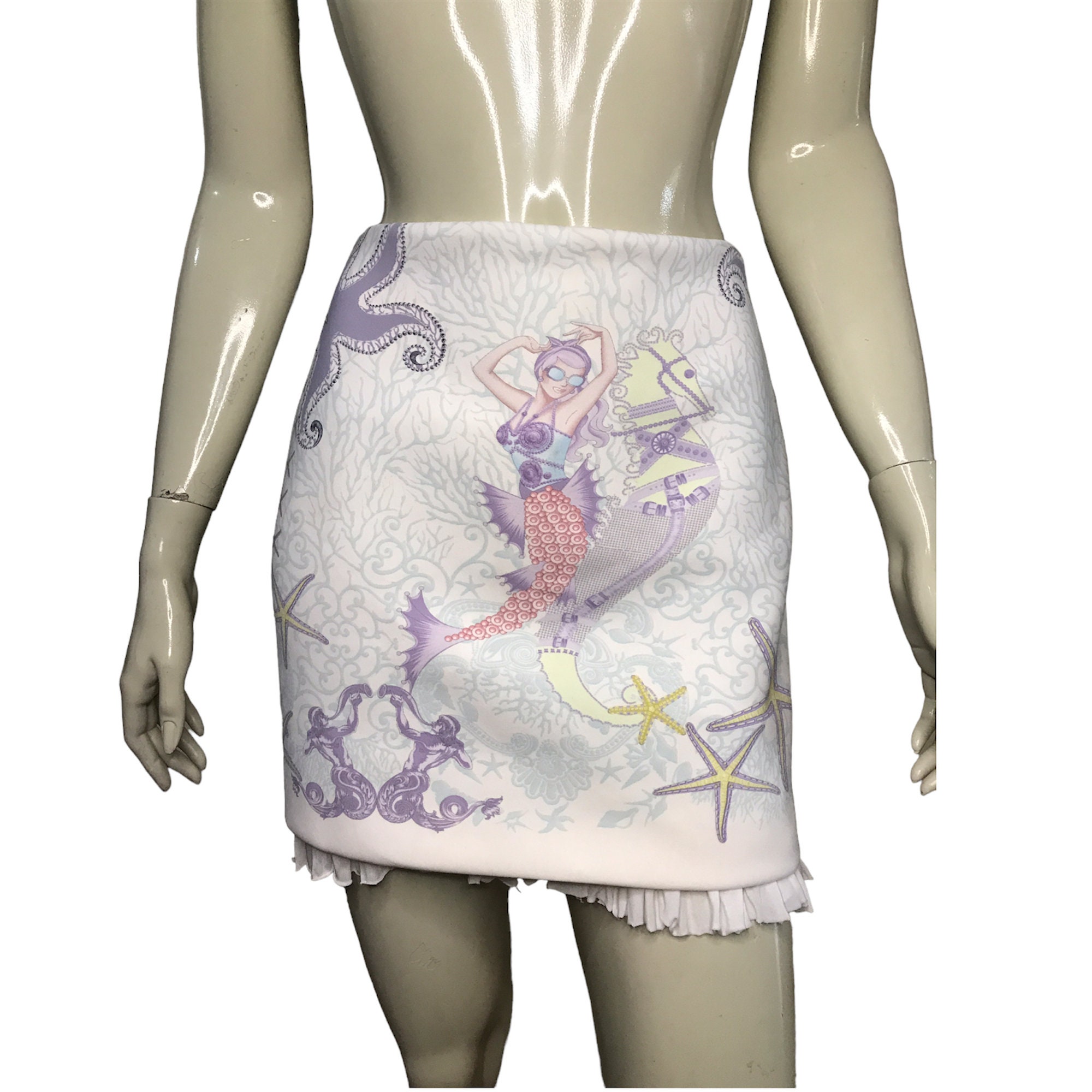 Runway Versace Mermaid and Starfish Print Mini Skirt - Etsy