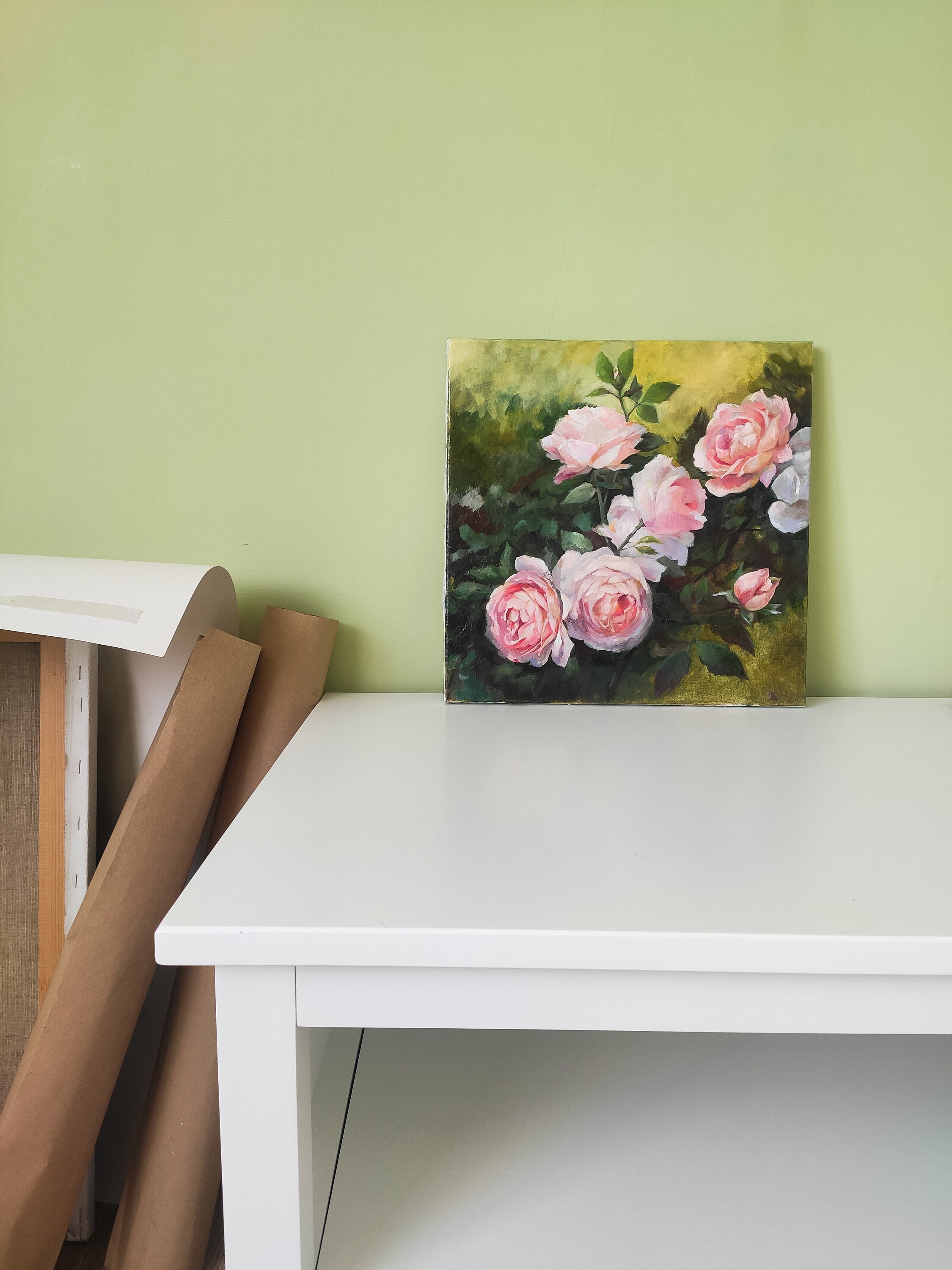 Oil Vintage Rose Painting Romantic Flowers Oil on Canvas Wall Decor ...