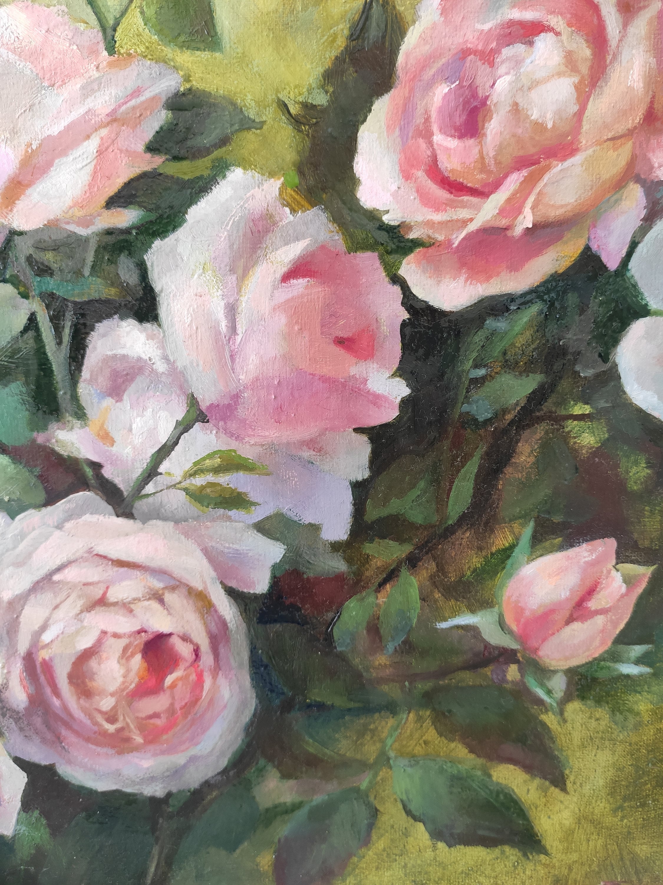 Oil Vintage Rose Painting Romantic Flowers Oil on Canvas Wall Decor ...