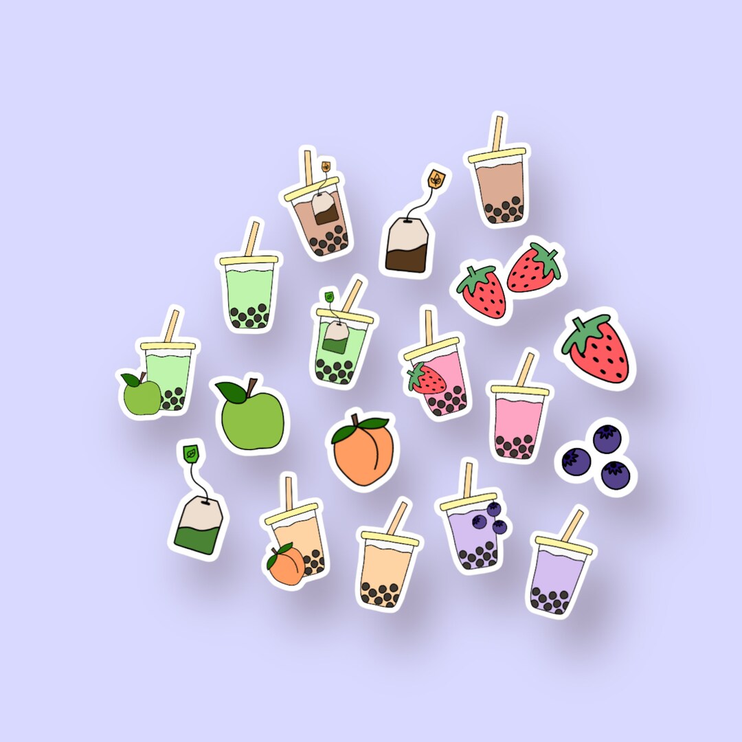 Bubble Tea Sticker Bundle Removable Vinyl Stickers Cute - Etsy