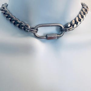 CARABINER CLIP Stainless Steel Very Heavy Chunky & Beveled Cuban Link ...