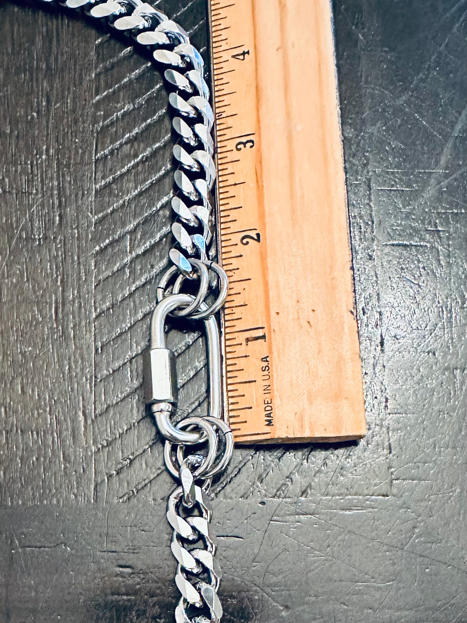 CARABINER CLIP Stainless Steel Very Heavy Chunky & Beveled Cuban Link ...