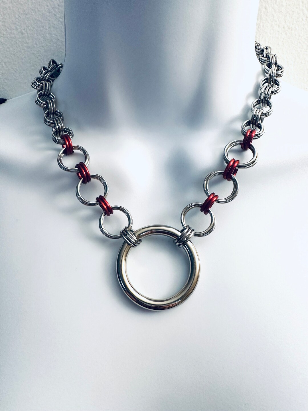RED Chainmail O-ring Choker 17 Stainless Steel Chainmail With - Etsy