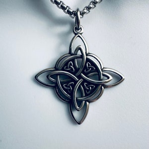 WITCH KNOT Necklace Stainless Steel Pendant on a Stainless Steel Half ...