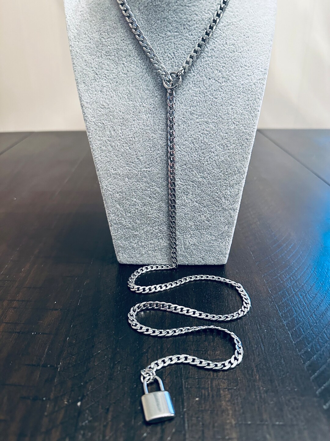 LOCK SLIDER Lock Pendant Slip Chain Lariat Collar Necklace All ...