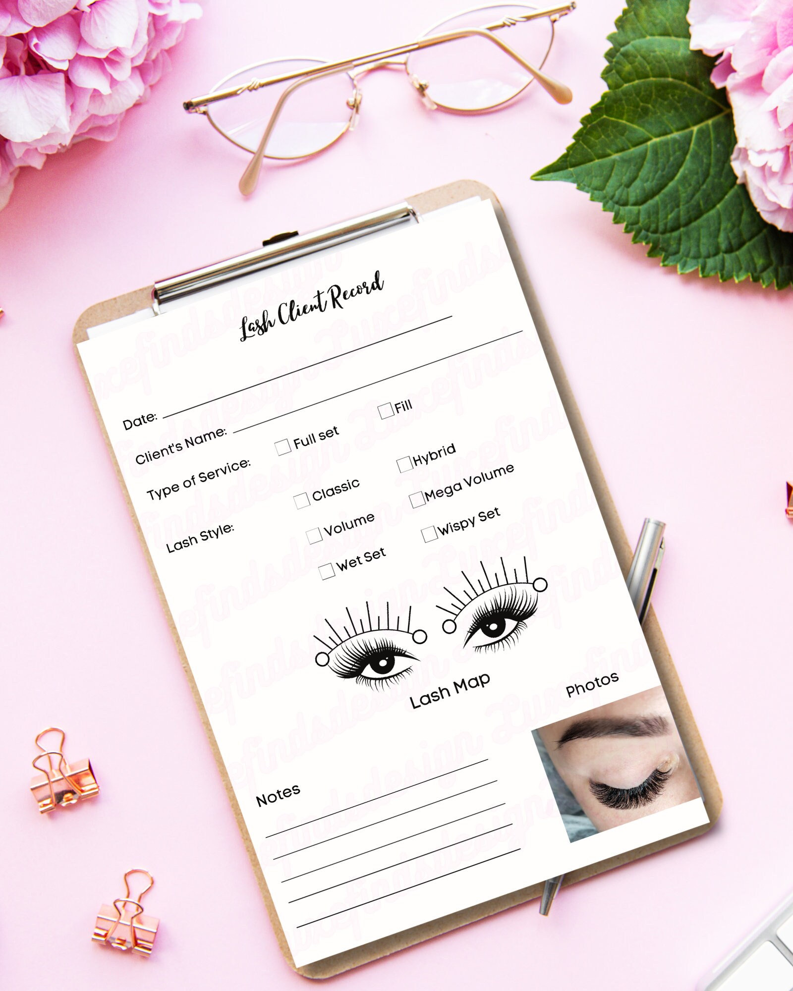 Digital Lash Client Record, Client Record Template, Lash Extensions ...